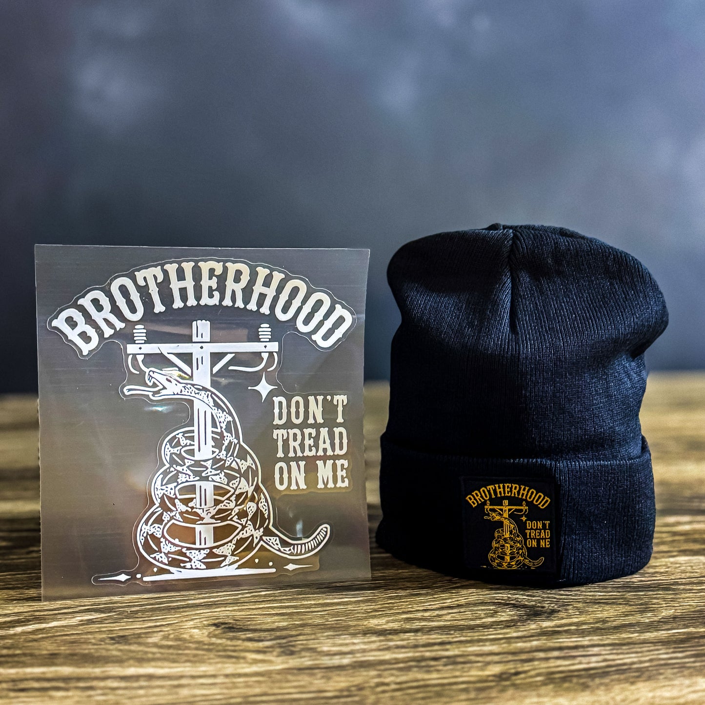 Brotherhood “Don’t Tread On Me” Cotton Beanie + 7” Car Window Sticker ...