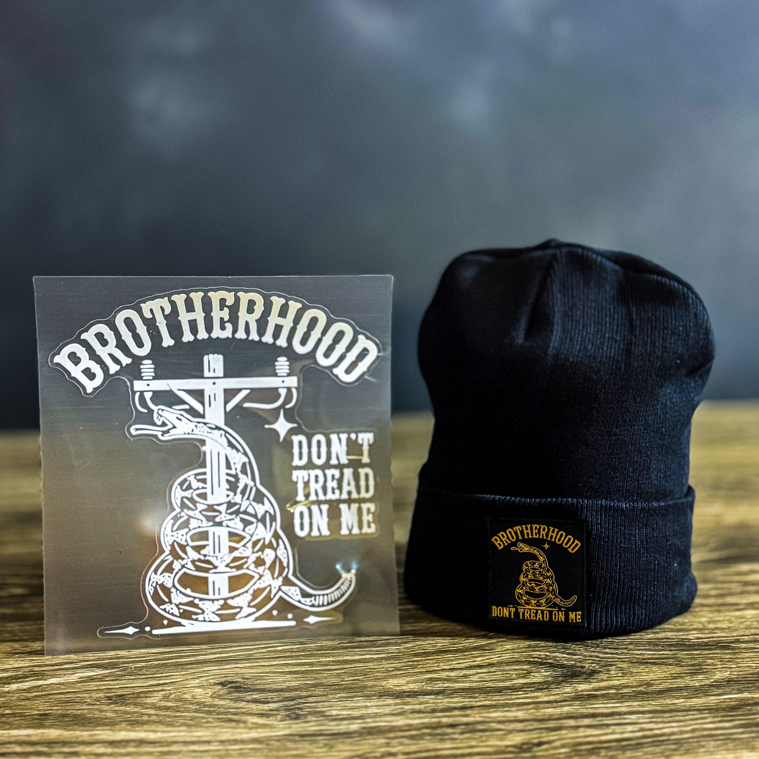 Brotherhood “Don’t Tread On Me” Cotton Beanie + 7” Car Window Sticker ...
